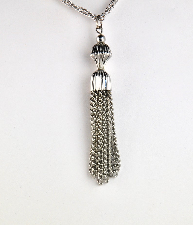Vintage Chain Tassel Necklace Silver Plated Chain Vintage - Etsy