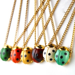 Ladybug Vintage Necklace 1970s Small GOOD LUCK Ladybug Pendant Bug ...
