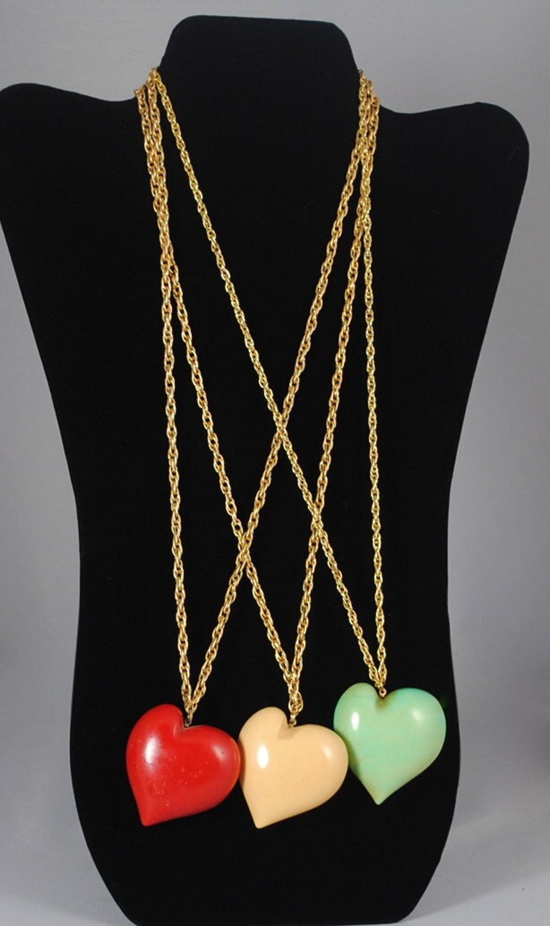 Vintage Heart Puffy Heart Necklace Pendant 1970s Hearts Resin - Etsy