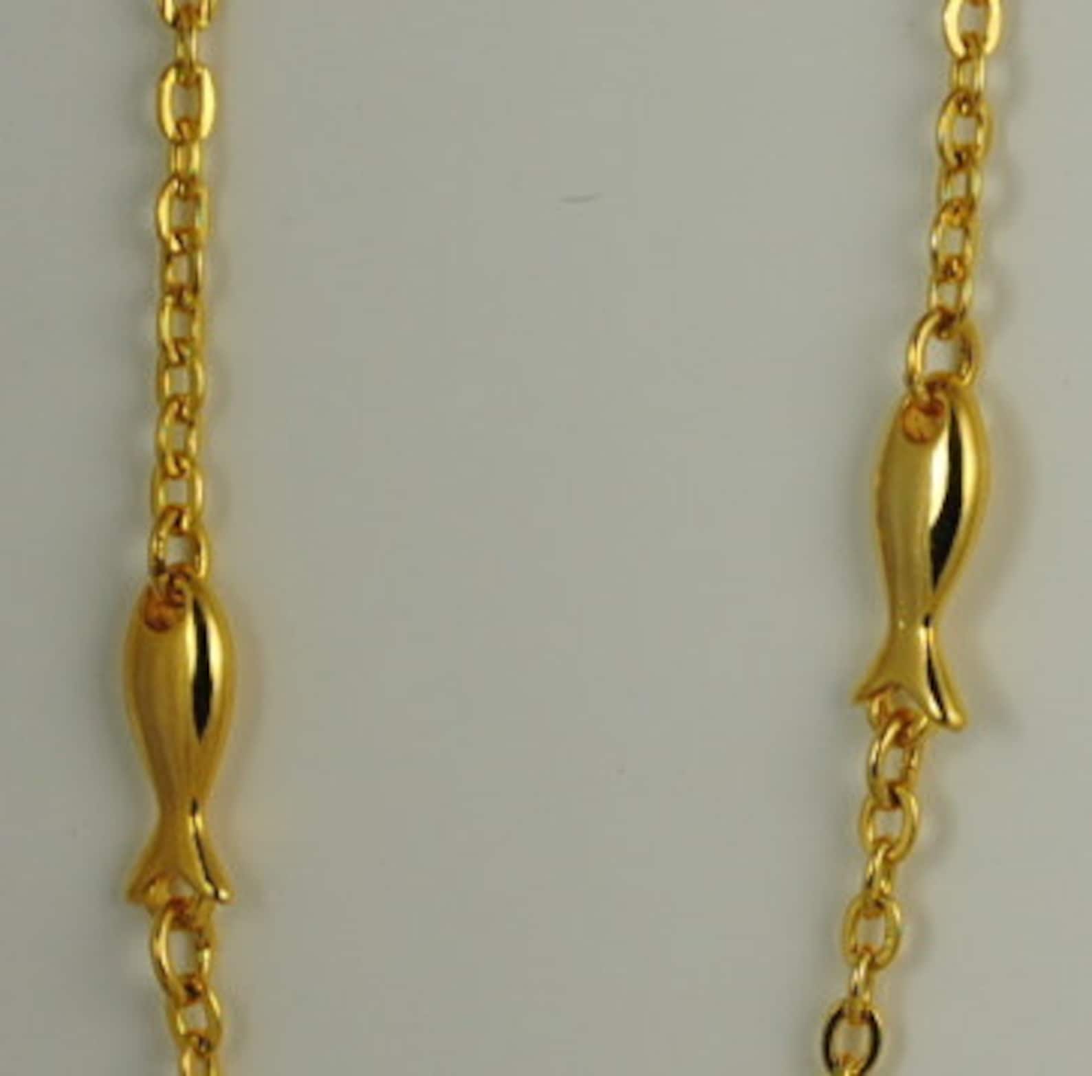 Vintage Necklace Vintage Gold Toned Fish Chain Necklace 1970s - Etsy
