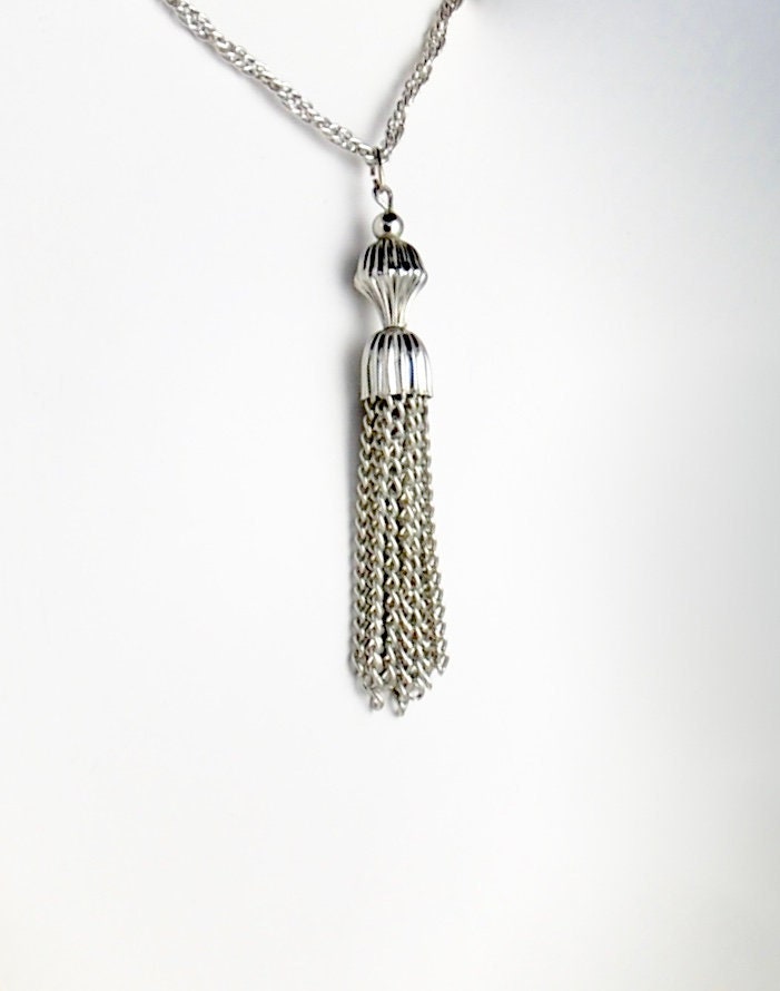 Vintage Chain Tassel Necklace Silver Plated Chain Vintage Etsy
