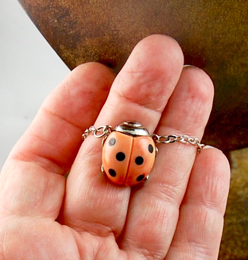 Ladybug Necklace Vintage Resin Ladybug Pendant Small 1960s - Etsy