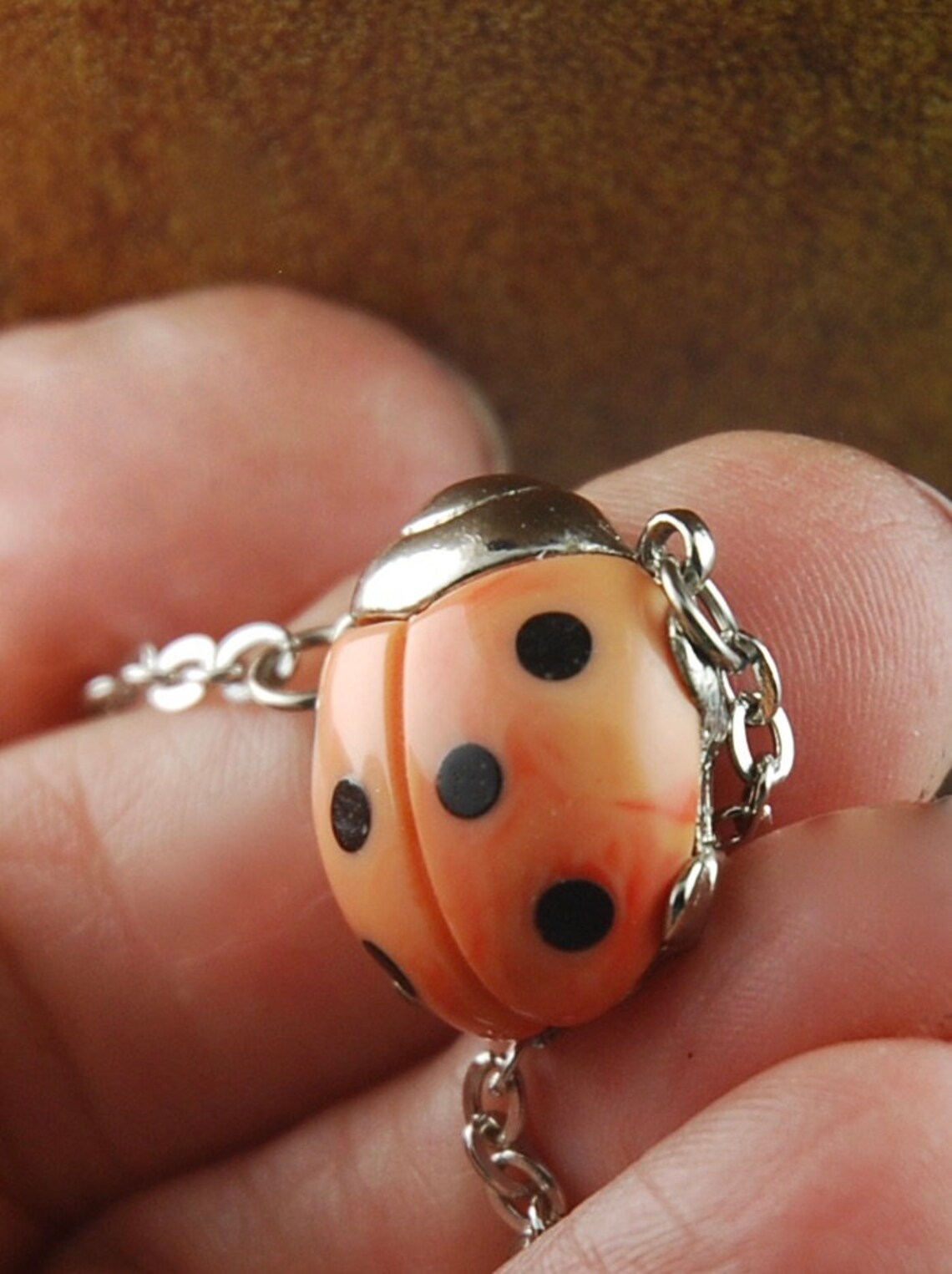 Ladybug Necklace Vintage Resin Ladybug Pendant Small 1960s - Etsy