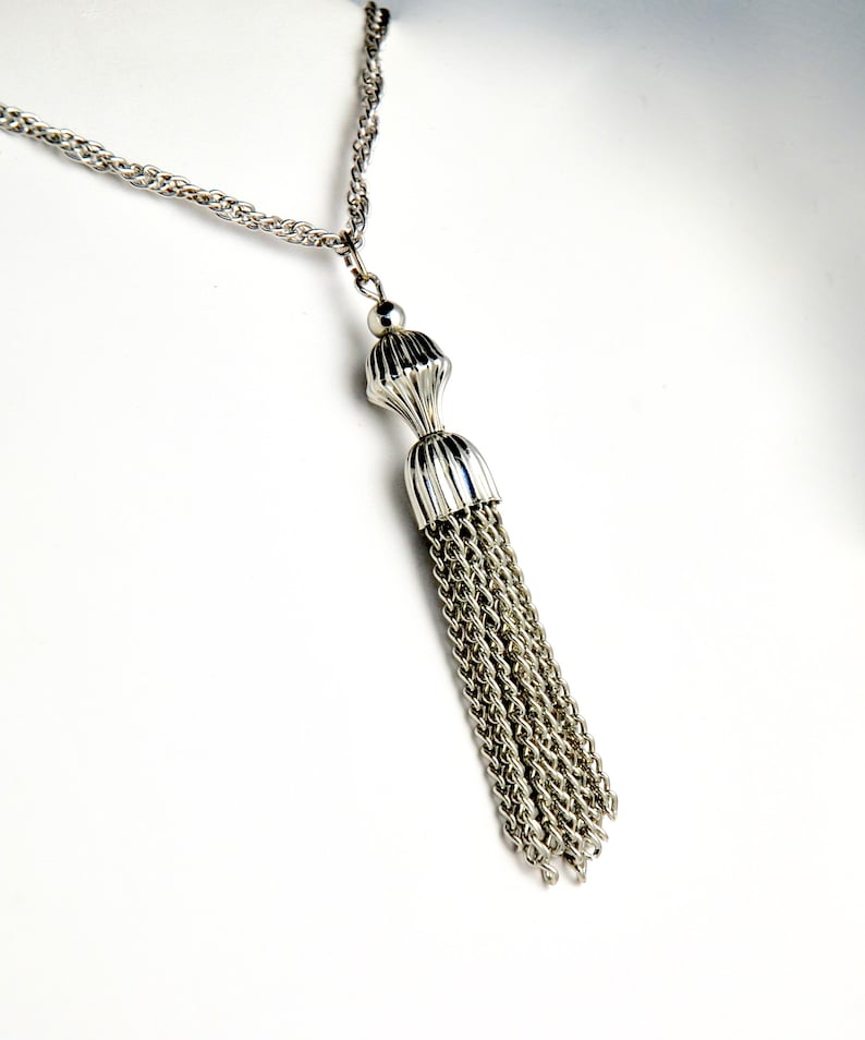 Vintage Chain Tassel Necklace Silver Plated Chain Vintage - Etsy