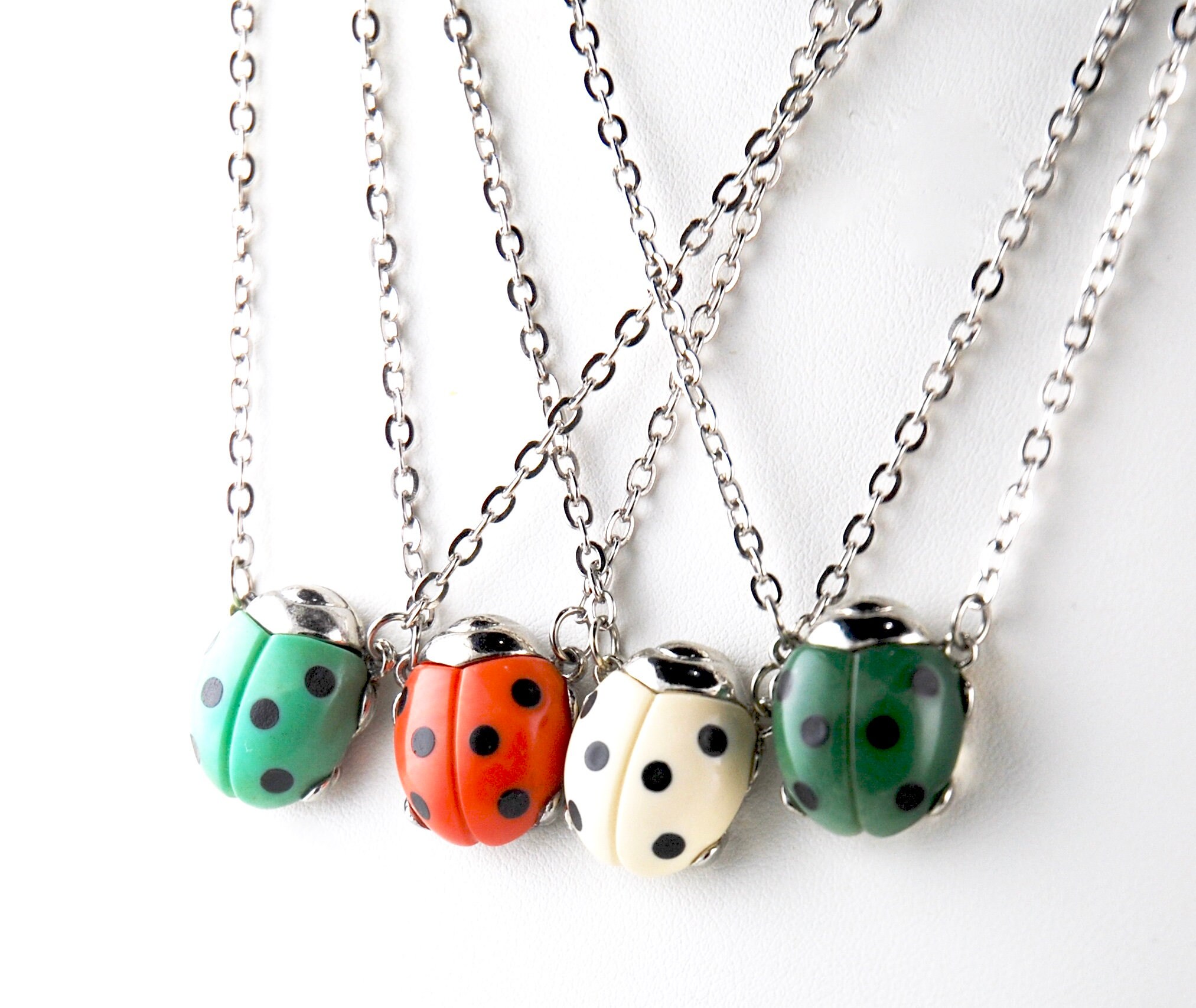 Ladybug Vintage Necklace 1970s Small GOOD LUCK Ladybug Pendant Bug ...