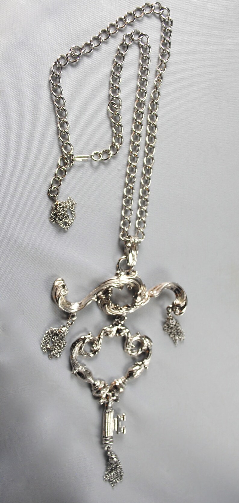 Vintage Key Necklace Pendant 1960s Two Piece With Tassels - Etsy