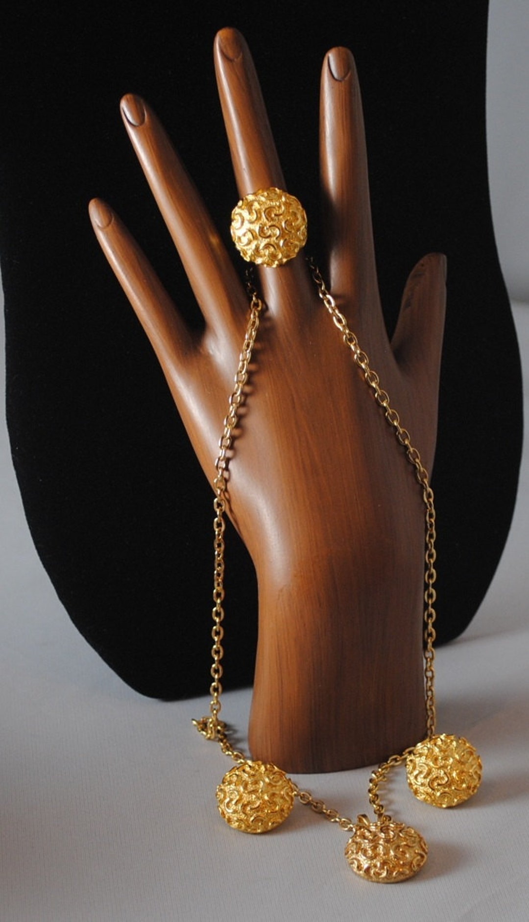 Vintage Gold Plated Jewelry Set...necklace, Earrings, Ring 1960s - Etsy