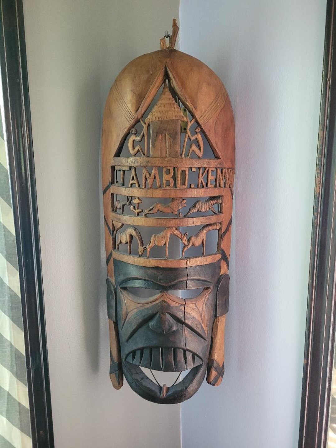 Hand Carved Kenyan Jambo Wall Mask. - Etsy