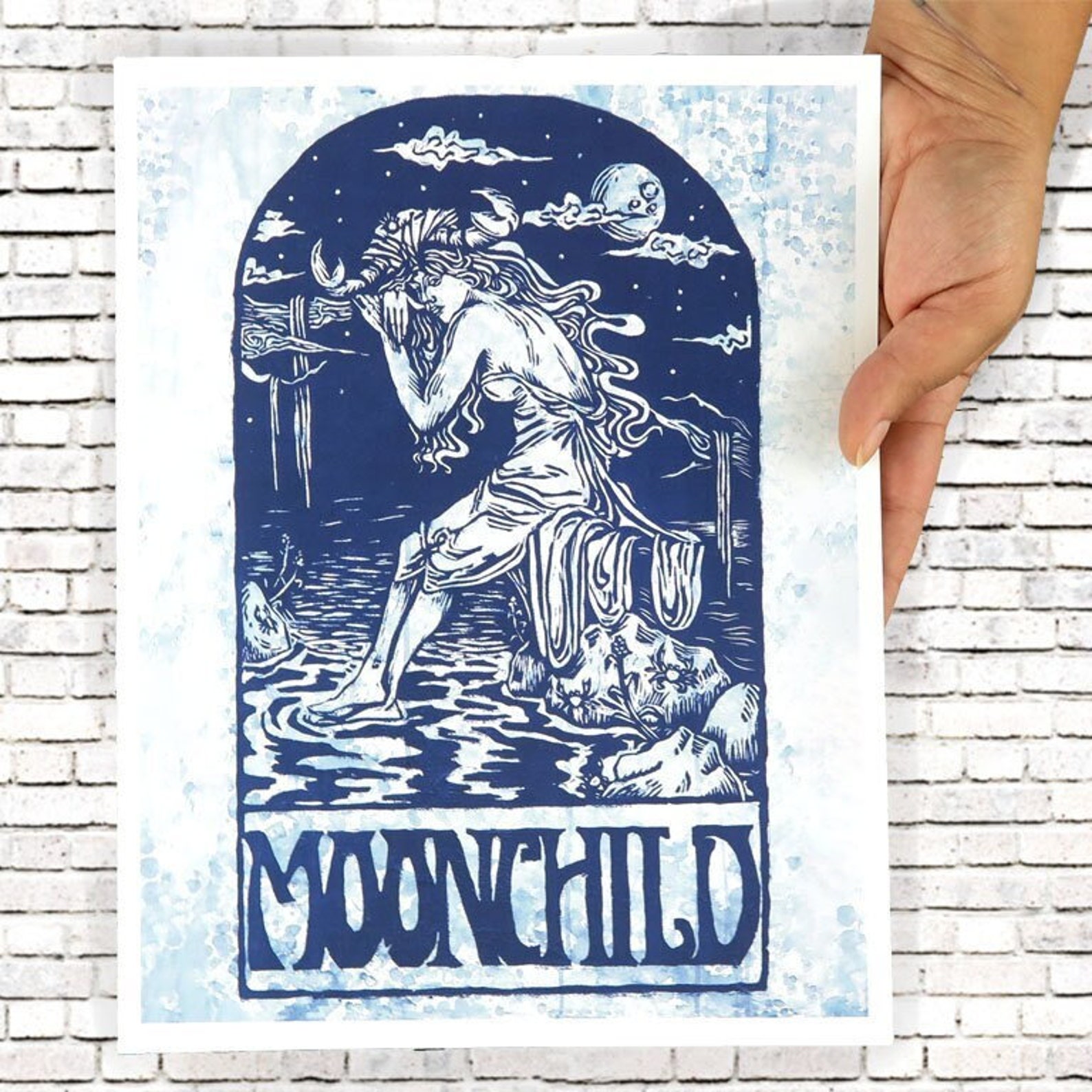 Moonchild - Alphonse Mucha Inspired Cancer Zodiac Print - Etsy