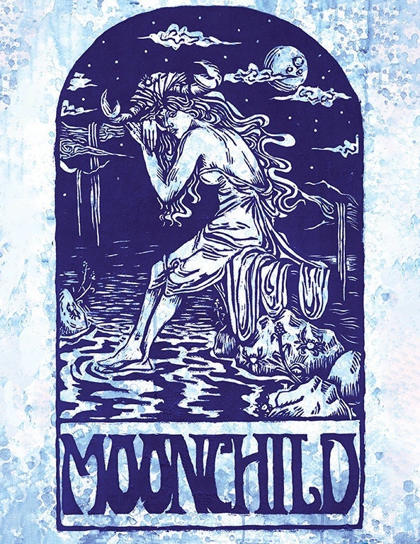 Moonchild - Alphonse Mucha Inspired Cancer Zodiac Print - Etsy