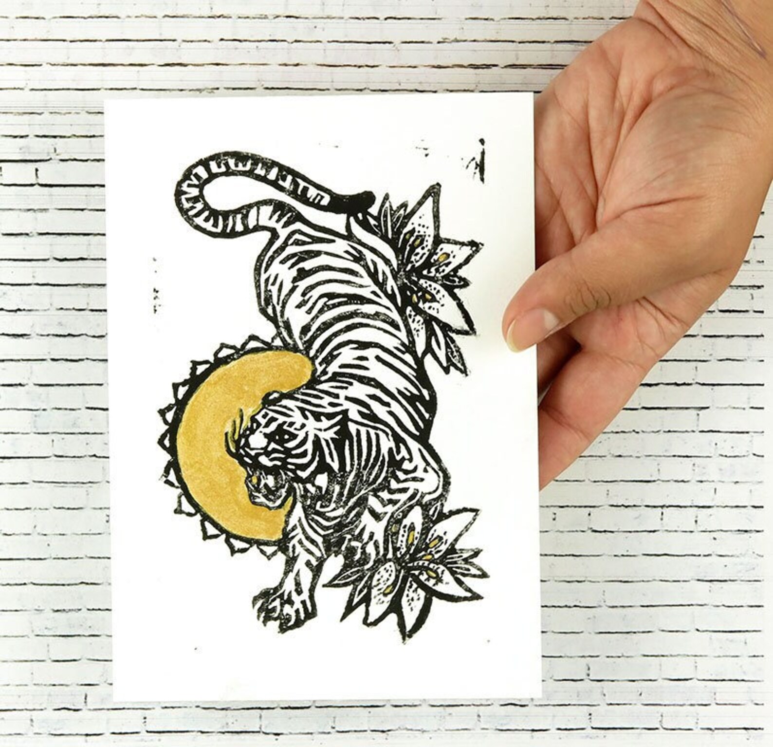 Tigris - Tiger Linocut Block Print - Etsy