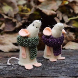 Handmade Felt Mouse, With His Warm Knitted Scarf. Perfect for a Gift ...