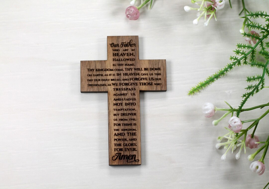 Christening Favor - Wooden Cross Christening Favor - Walnut Gift ...