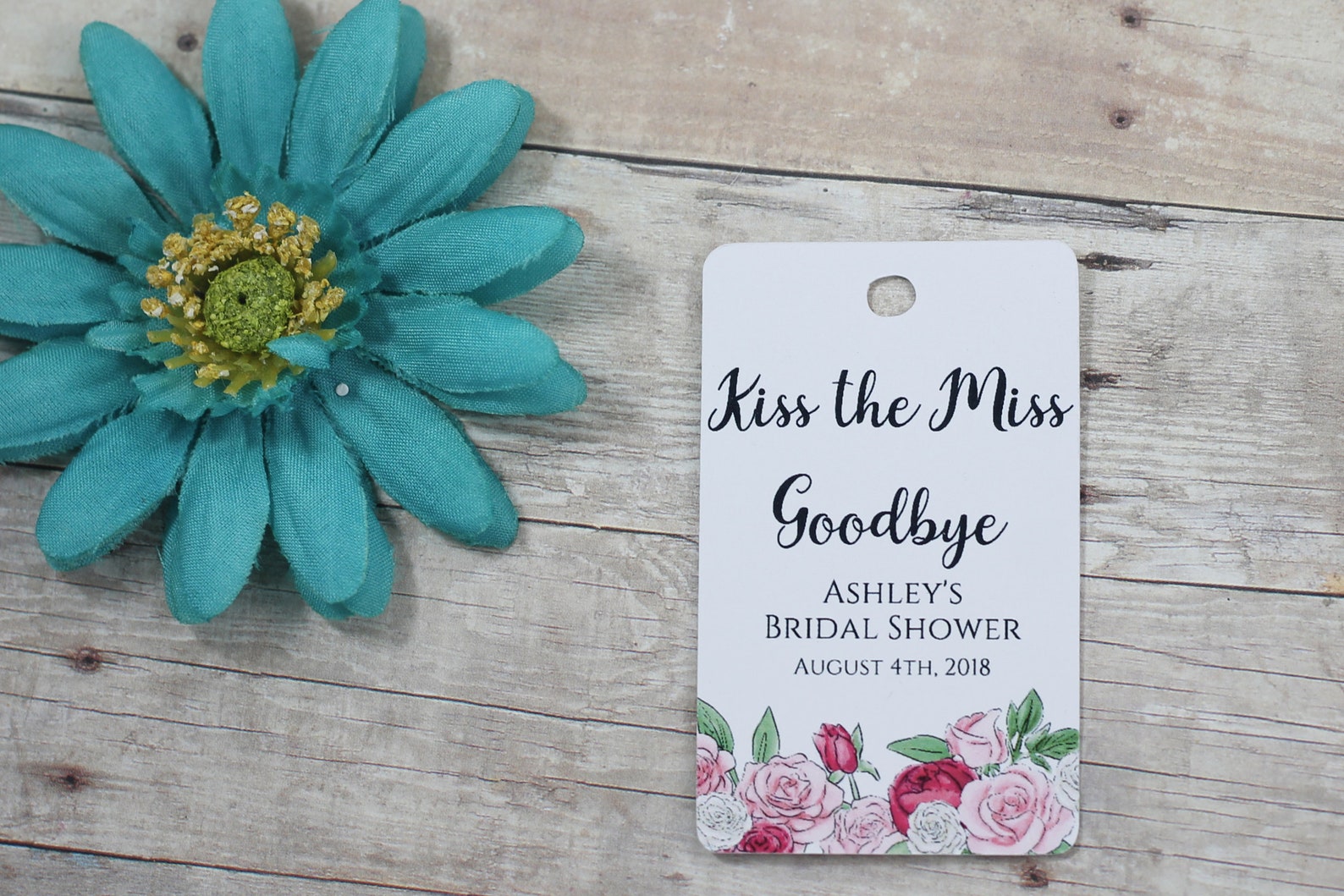 Kiss the Miss Goodbye Tags Custom Thank You Tags Floral | Etsy
