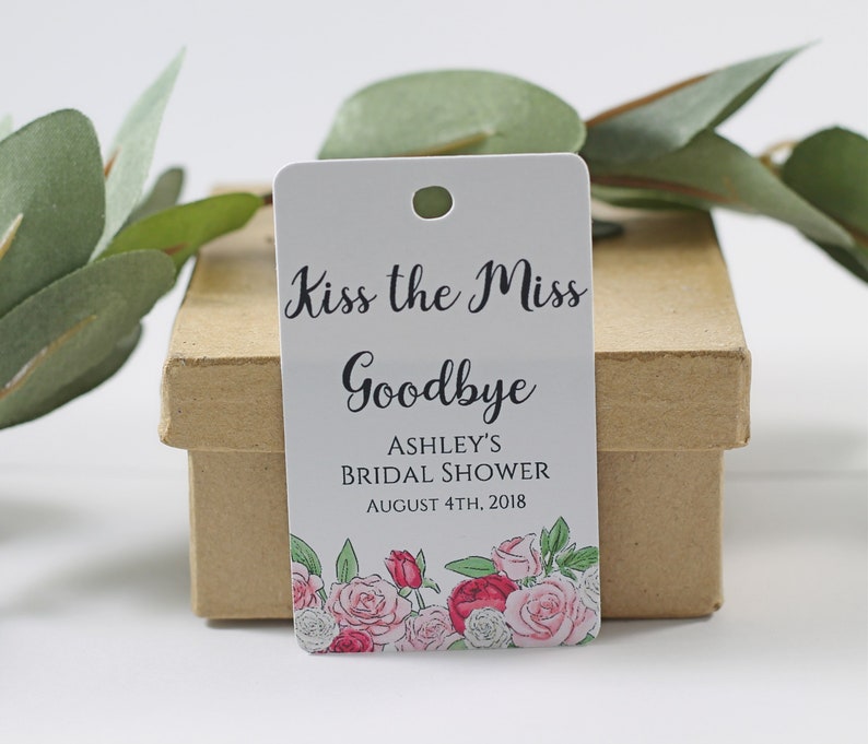 Kiss the Miss Goodbye Tags Custom Thank You Tags Floral - Etsy