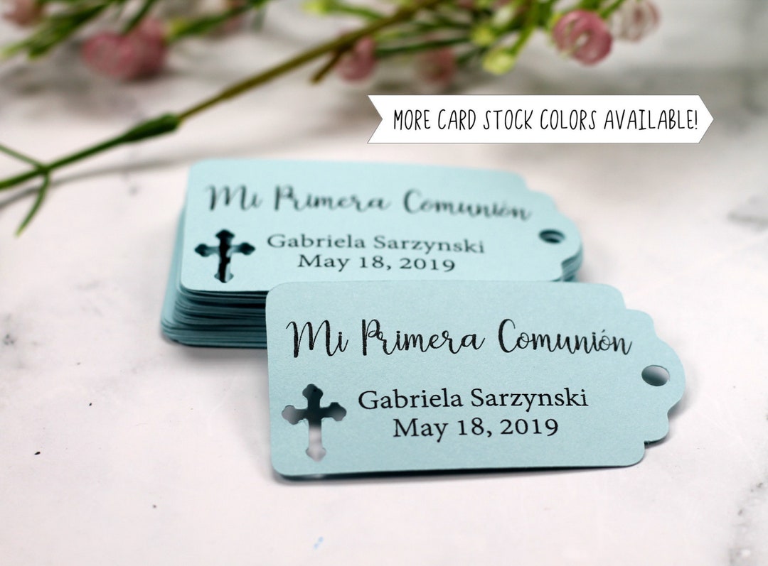 Mi Primera Comunion Tags - Custom Small Thank You Tags - Catholic Favor ...