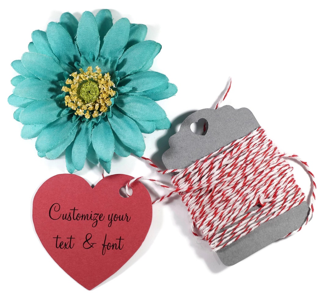 Custom Red Heart Shaped Tags - Heart Bridal Shower Tags - Personalized ...
