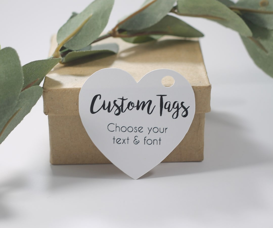 Custom Heart Tags - White Heart Tag - Bridal Shower Favor Tags ...