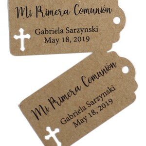 Mi Primera Comunion Tags - Custom Small Thank You Tags - Catholic Favor ...