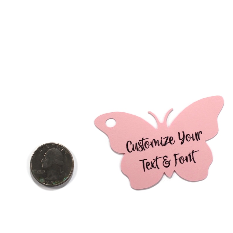 Pink Butterfly Tags Custom Light Pink Wedding Favor Tags - Etsy