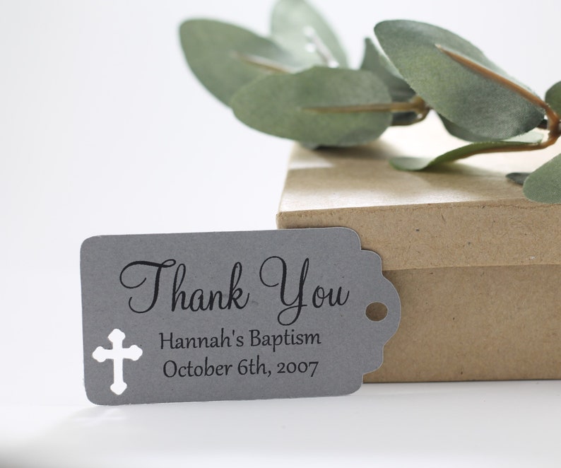 Grey Baptism Tags Small Thank You Tags for Confirmation | Etsy