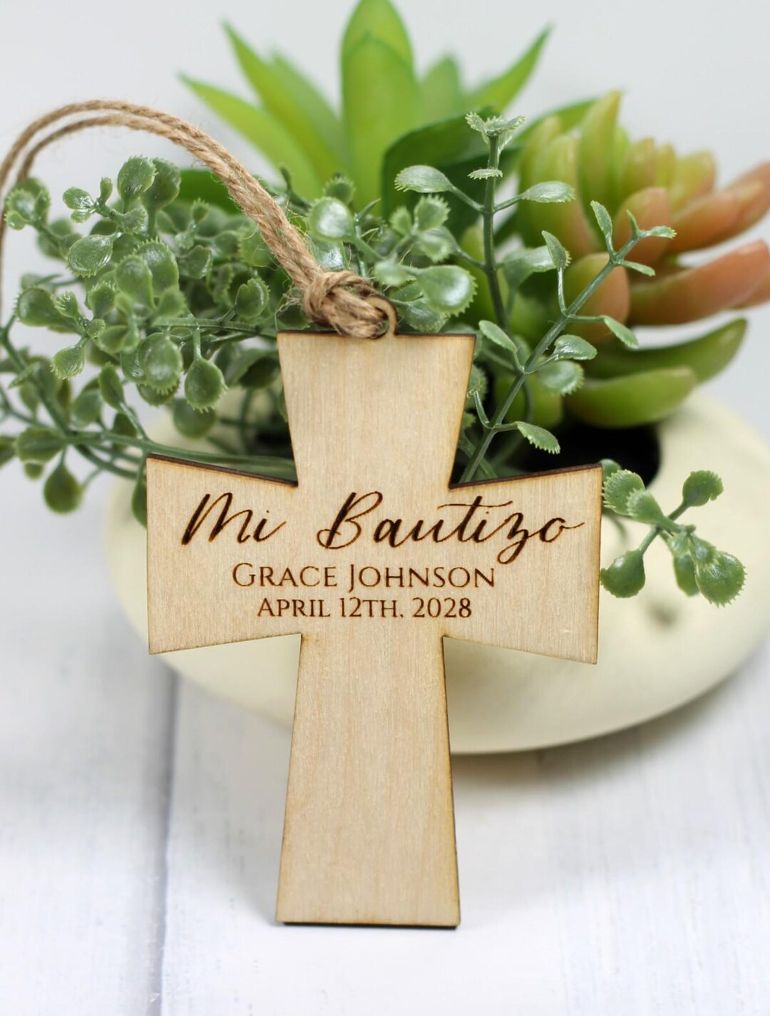 Personalized Cross Shaped Ornament - Baptism Ornament With Engraved ...