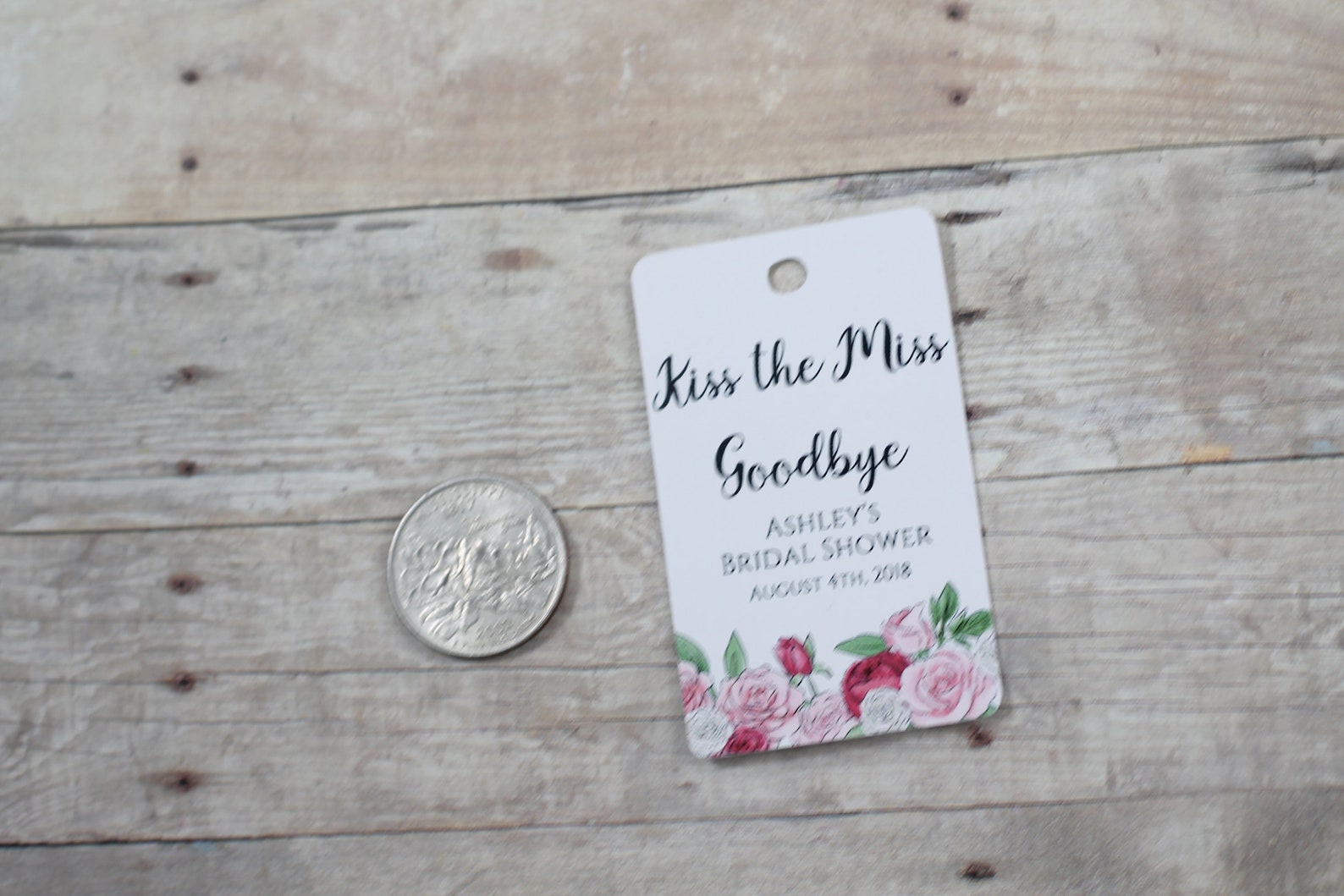Kiss the Miss Goodbye Tags Custom Thank You Tags Floral | Etsy
