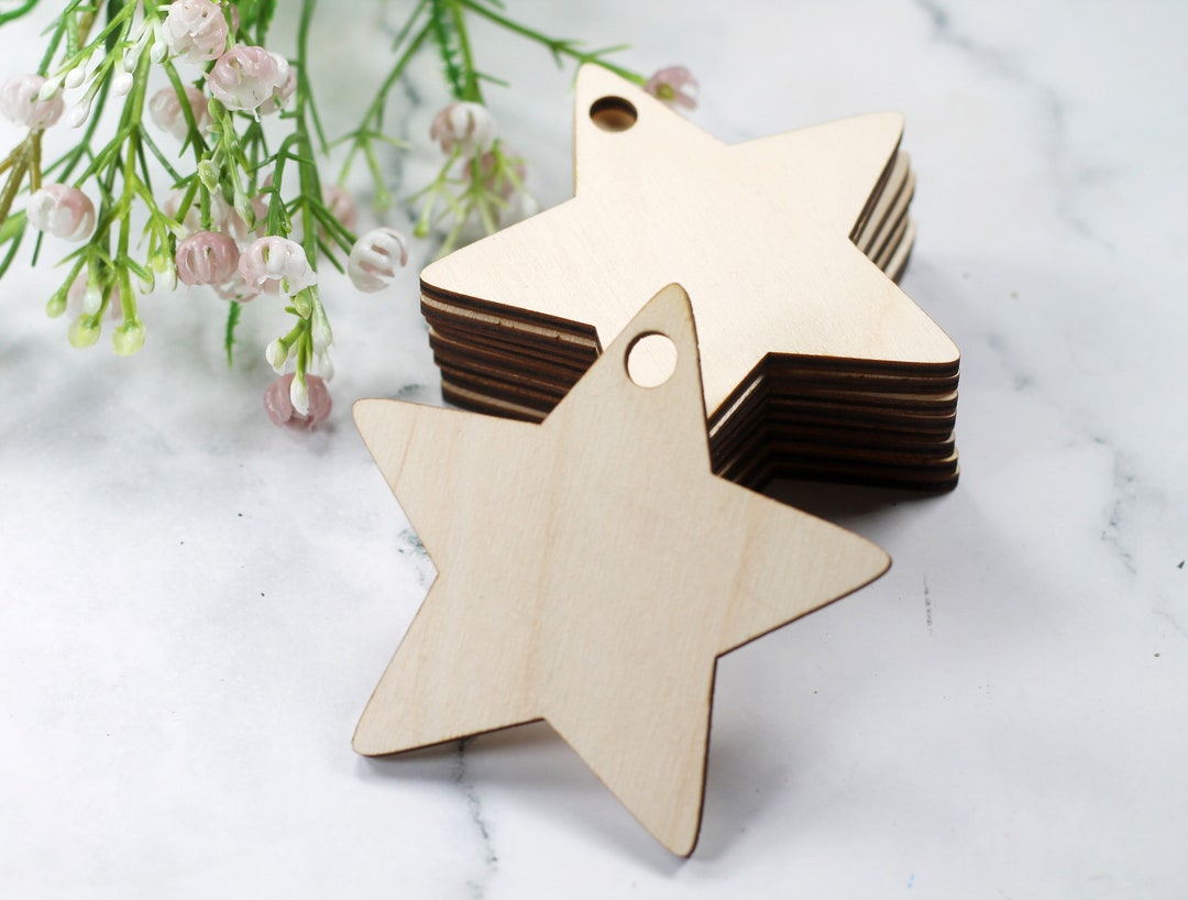 Blank Wooden Star Shaped Tags - Unfinished Blanks in Star Shape 3 ...