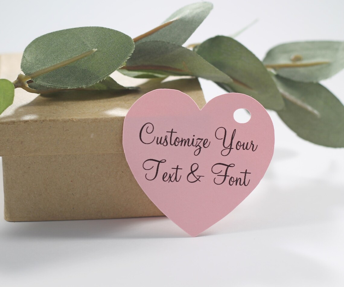 Custom Heart Shaped Tags - Light Pink Heart Tags - Bridal Shower Tags ...