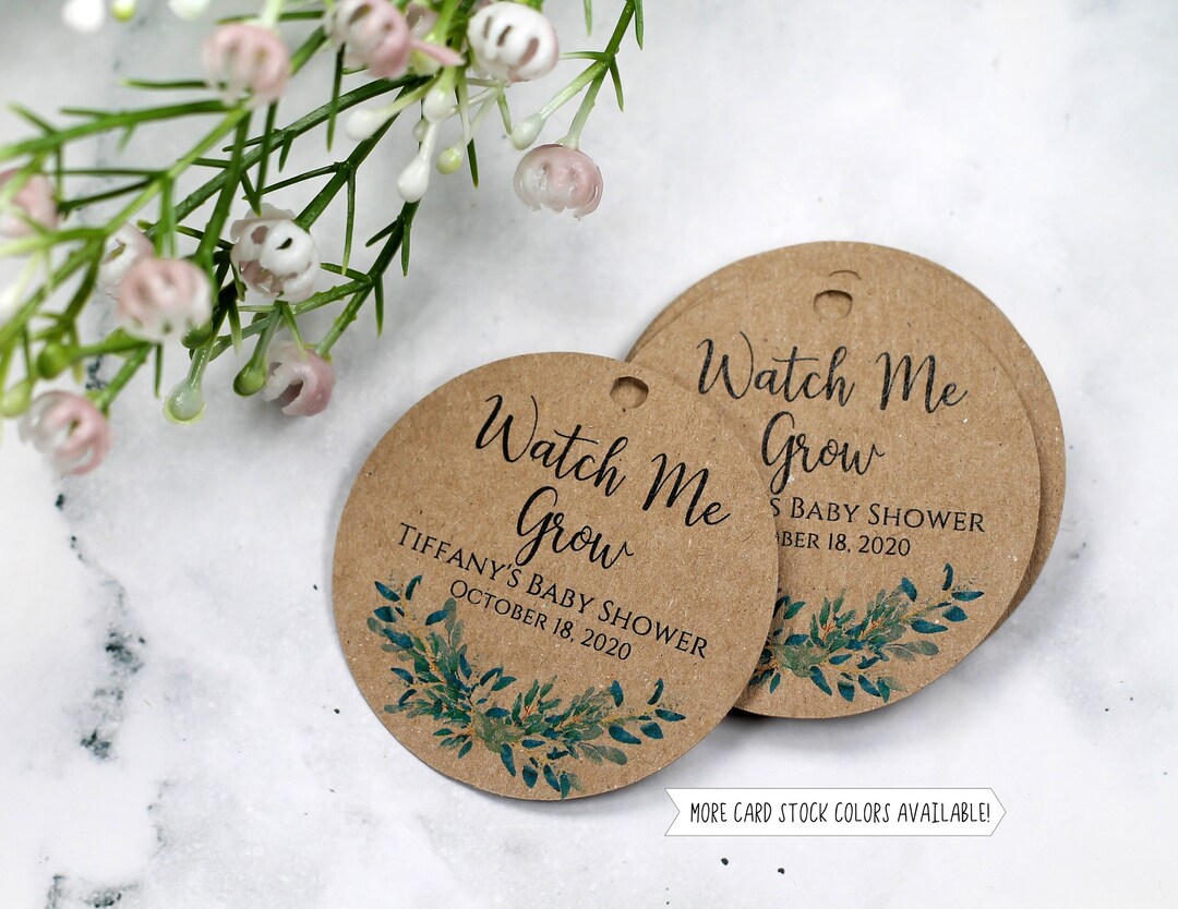 Watch Me Grow Tags - Custom Thank You Tags With Greenery - Baby Shower ...