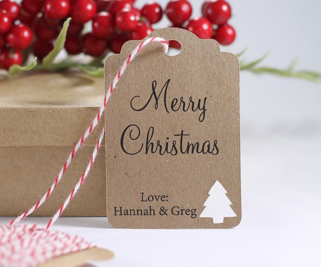 Christmas Gift Tags Set of 12 Kraft Tags With Christmas Tree ...