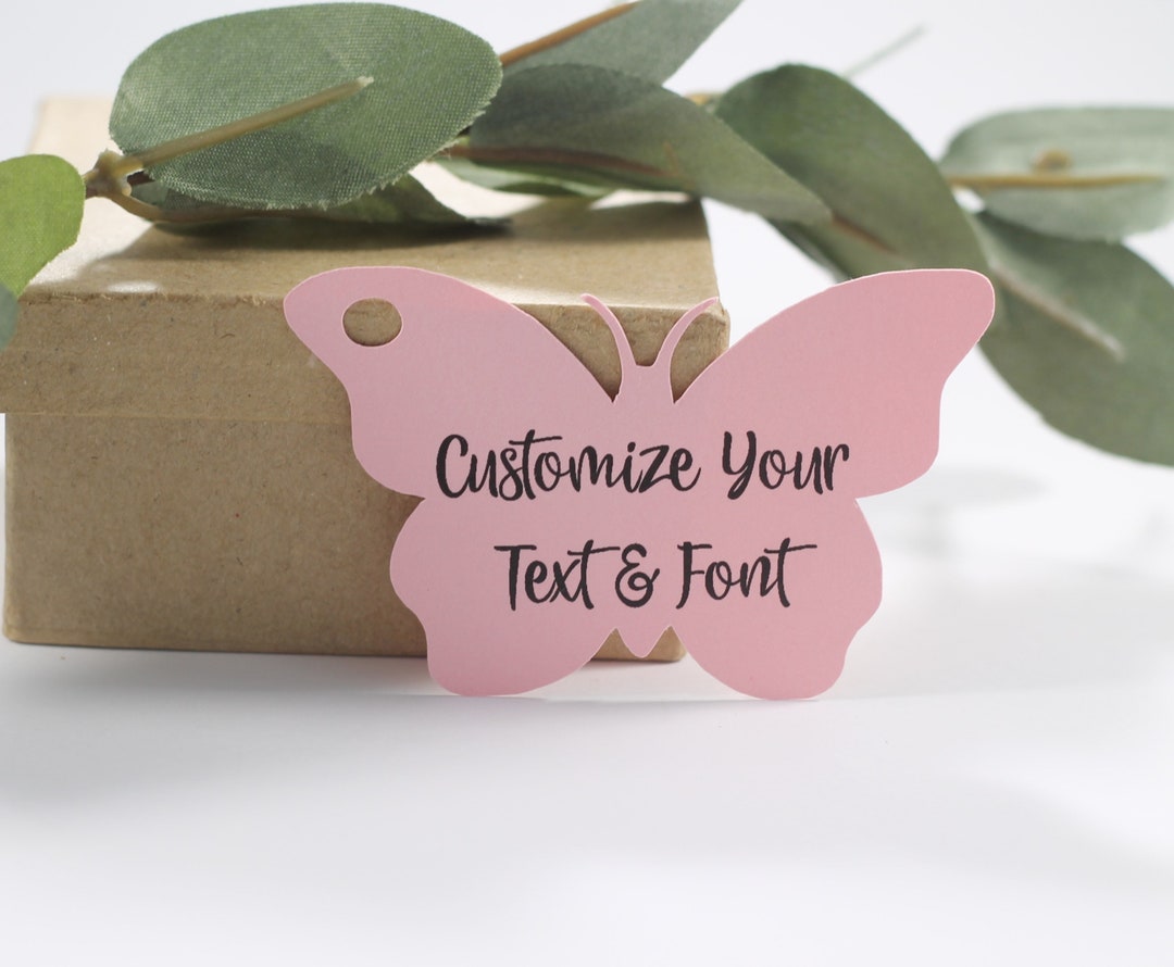 Pink Butterfly Tags - Custom Light Pink Wedding Favor Tags - Butterfly ...