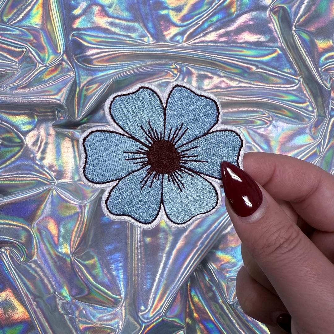 Blue Flower Patch, Iron on Patch, Flower Patch, Hat Patches, Trendy ...