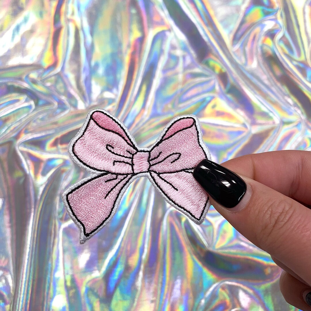 Pink Coquette Bow Patch, Iron on Patch, Hat Patches, Small Patches, Hat ...