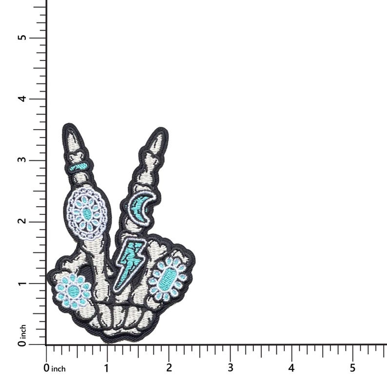 Skeleton Hand With Turquoise Rings Patch, Iron on Patch, Peace Patch ...