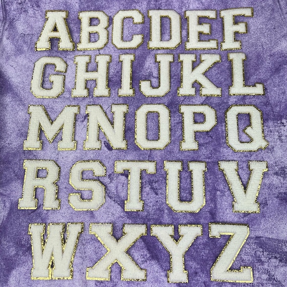 Chenille Varsity Letter Patches Iron-on White & Gold - Etsy