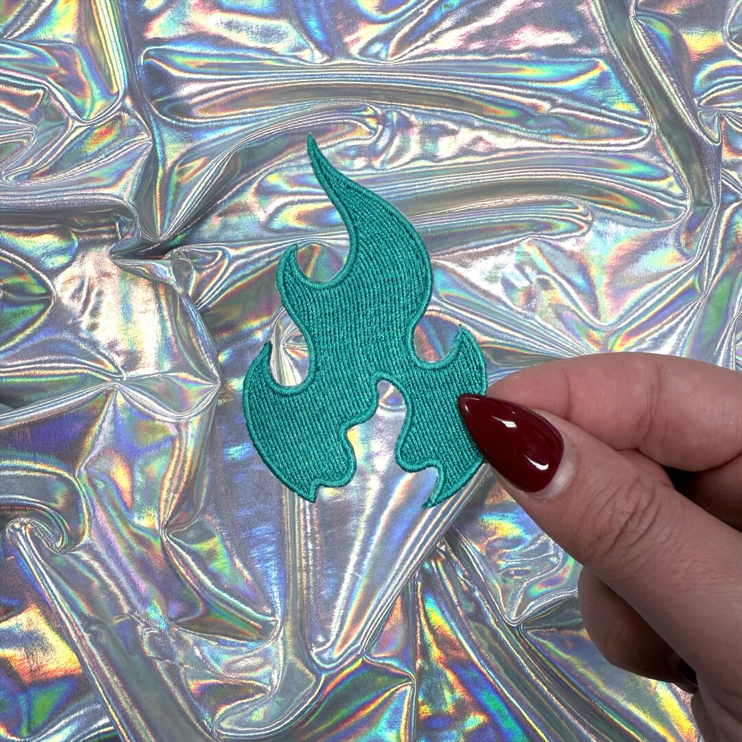 Teal Flame Patch, Iron on Patch, Flaming Patch, Hat Patches, Trendy ...