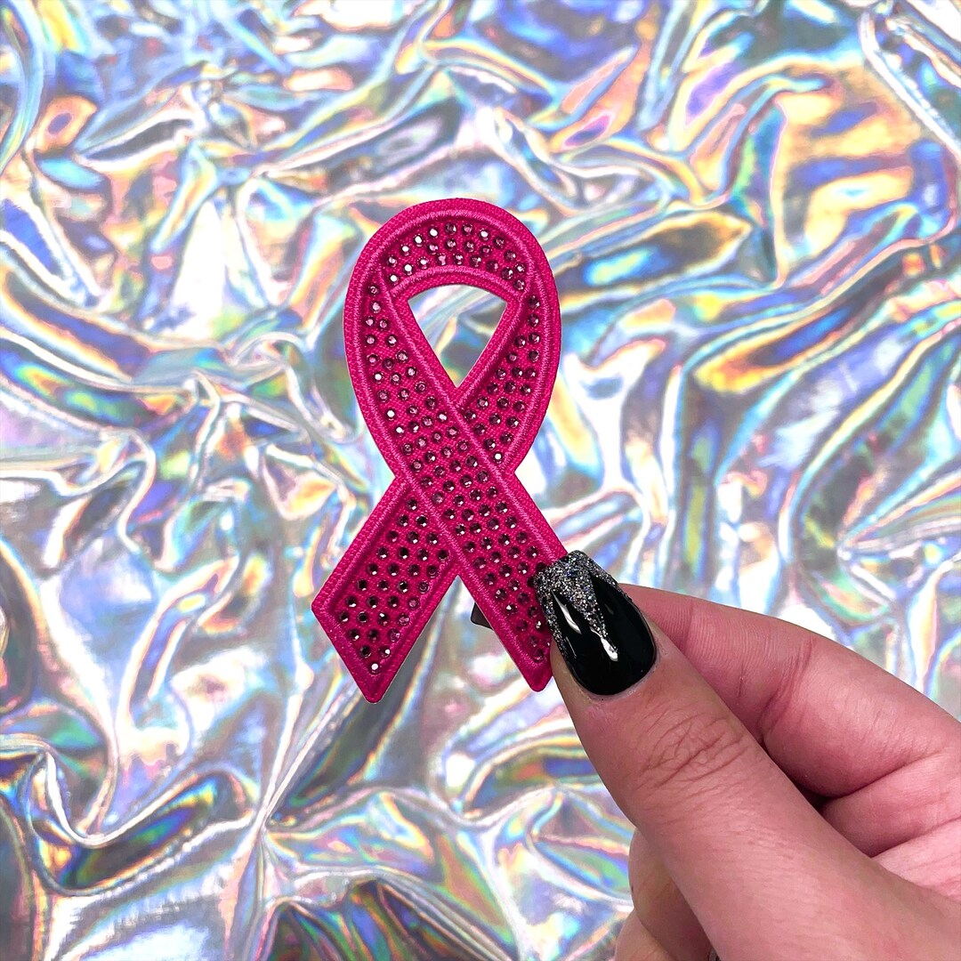 Breast Cancer Gemstone Ribbon Patch, Iron on Patch, Hat Patches, Hat ...