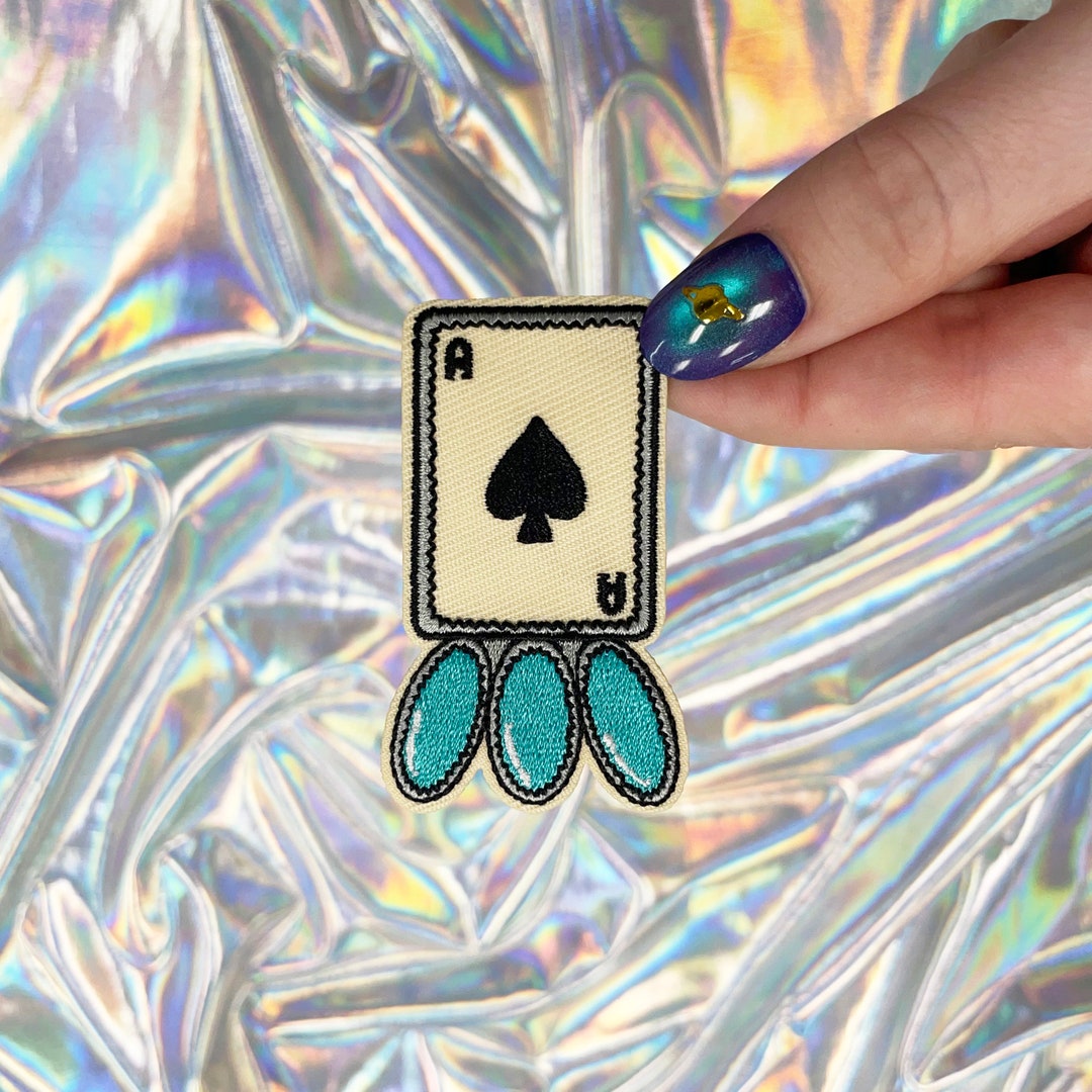 Turquoise Ace Card Patch, Cute Patches for Hats, Trendy Patches, Iron ...