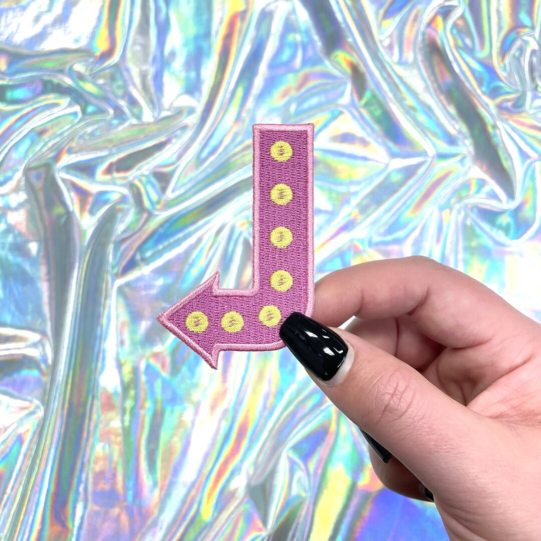 Pink Neon Sign Arrow Patch, Iron on Patch, Hat Patches, Small Patches ...