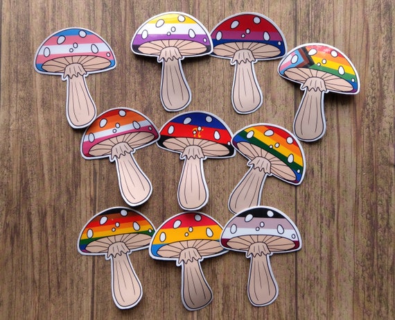 Mushroom Pride Flag Sticker Cottagecore LGBTQ Vinyl | Etsy
