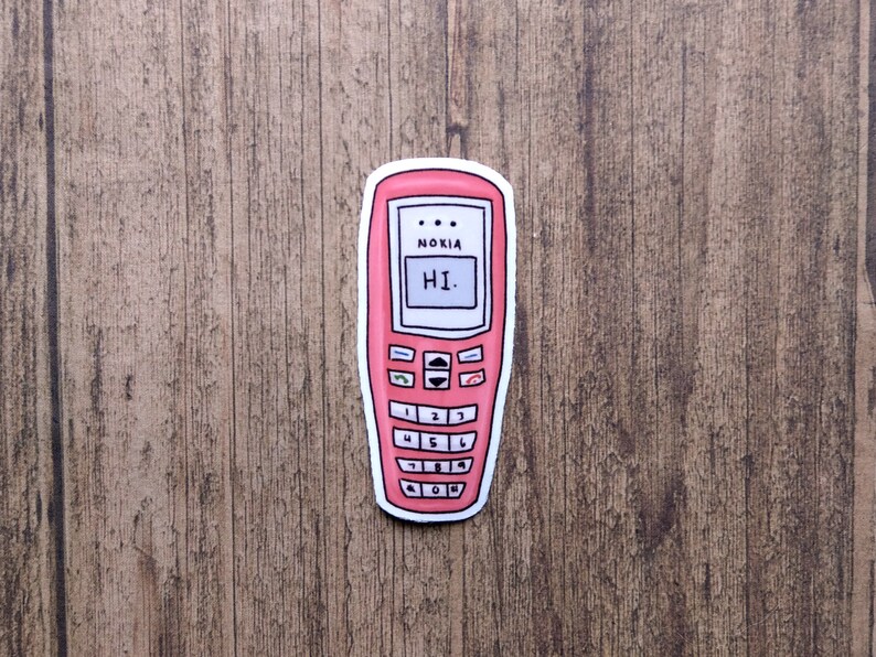 Retro Cell Phone Vinyl Stickers Water Resistant Illustrated | Etsy