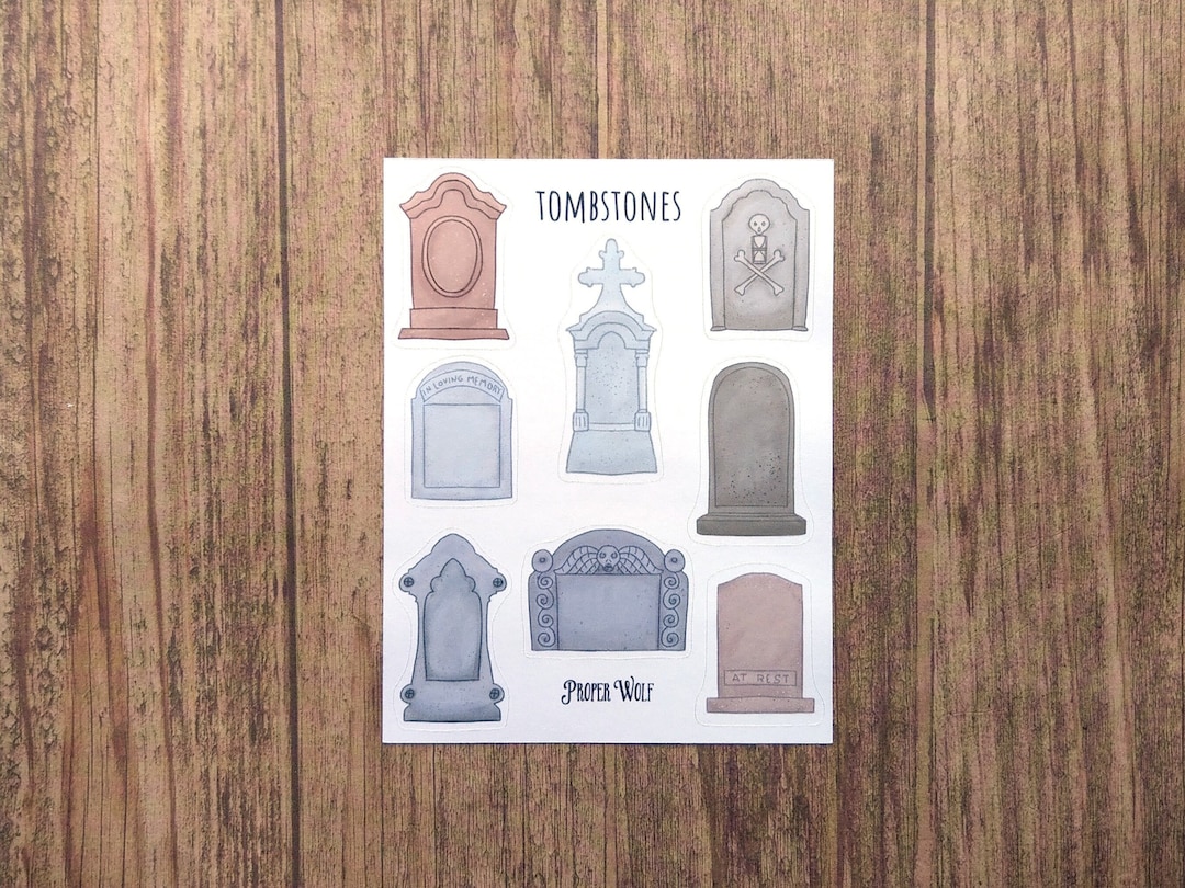 Tombstone Sticker Sheet - Creepy Gothic Graveyard Halloween Stickers - Etsy