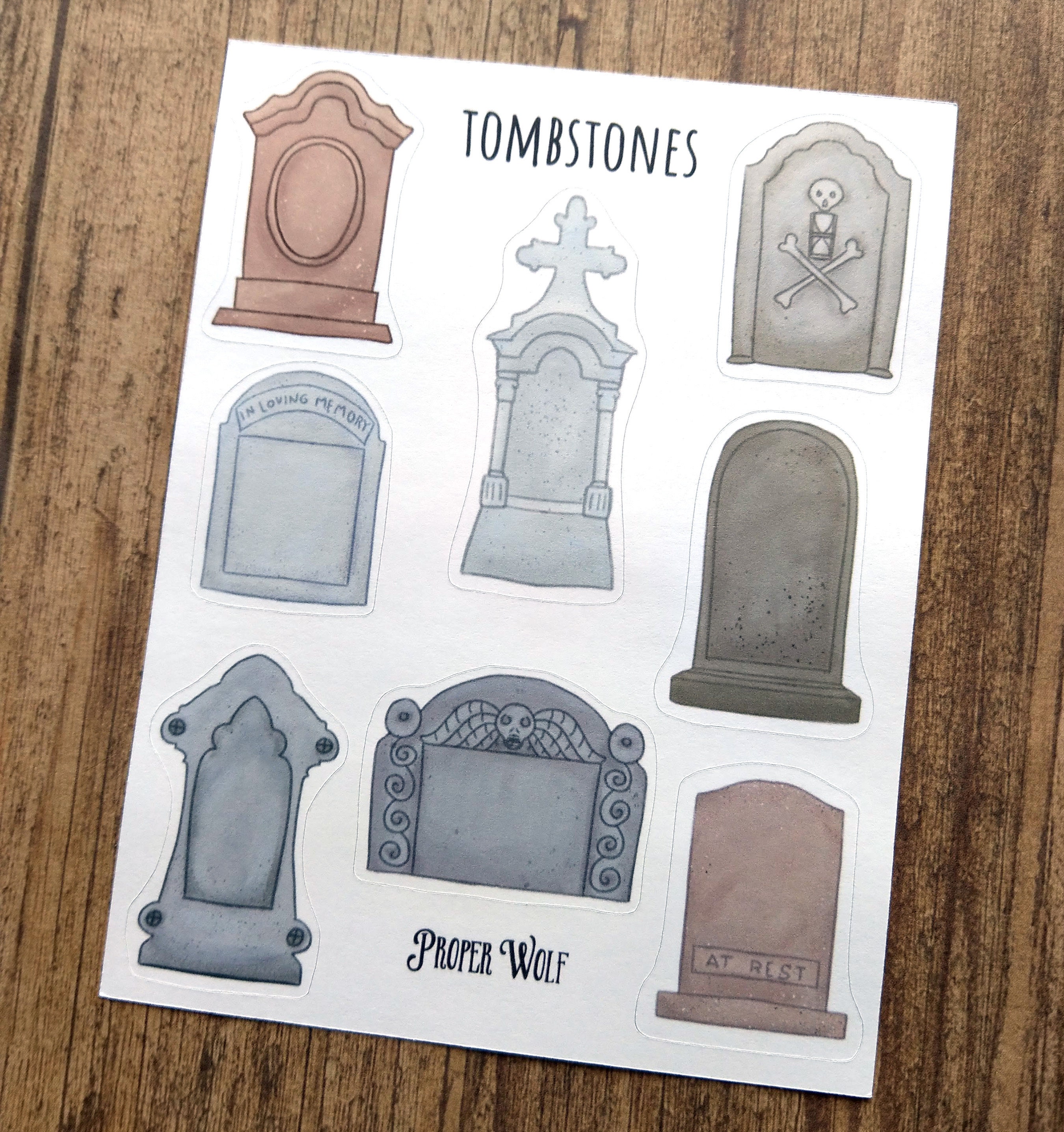 Tombstone Sticker Sheet Creepy Gothic Graveyard Halloween - Etsy UK