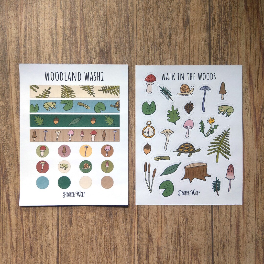Woodland Sticker Set Combo - Walk in the Woods Stickers and Washi - Etsy