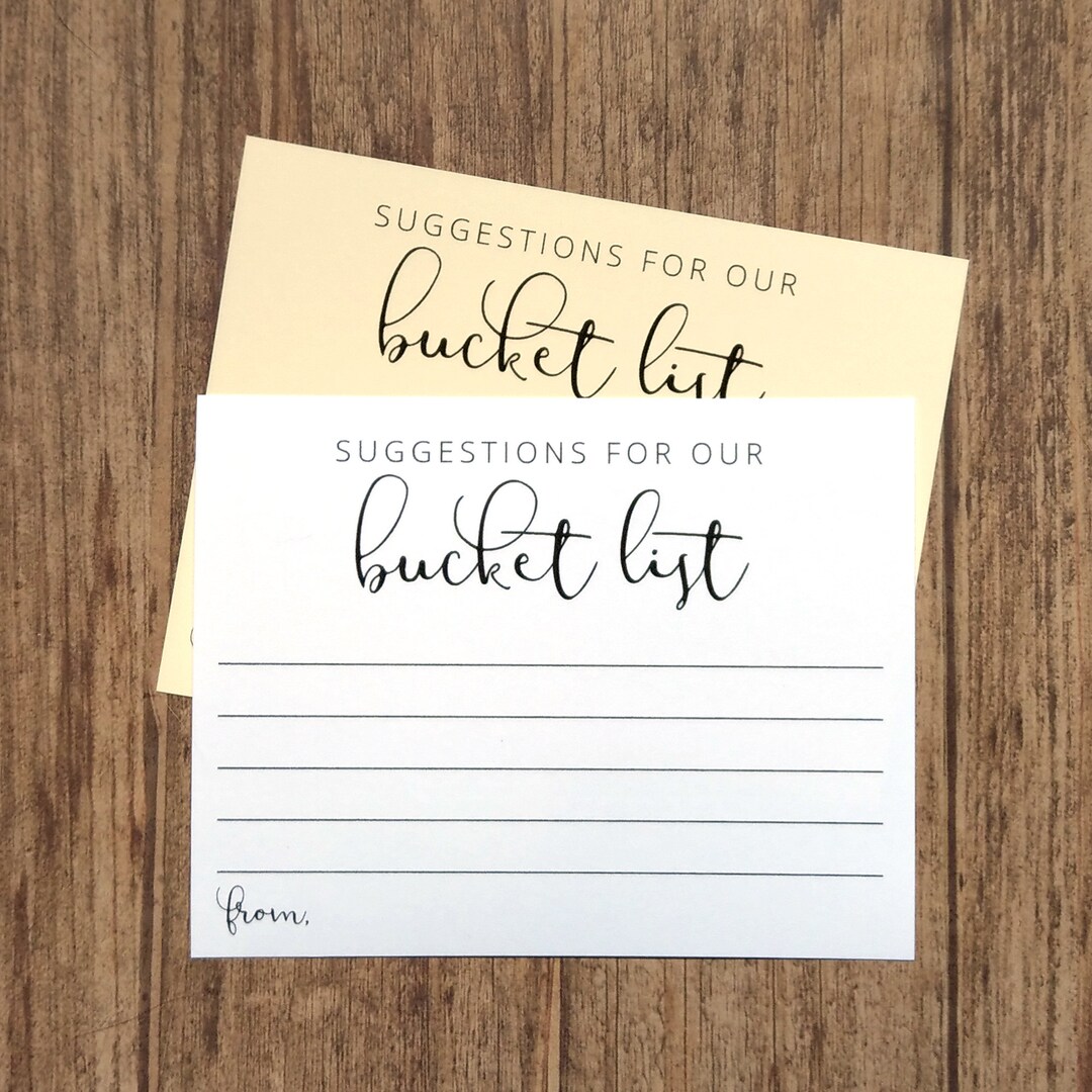 Suggestions for Our Bucket List - Wedding or Retirement Party Card Game ...