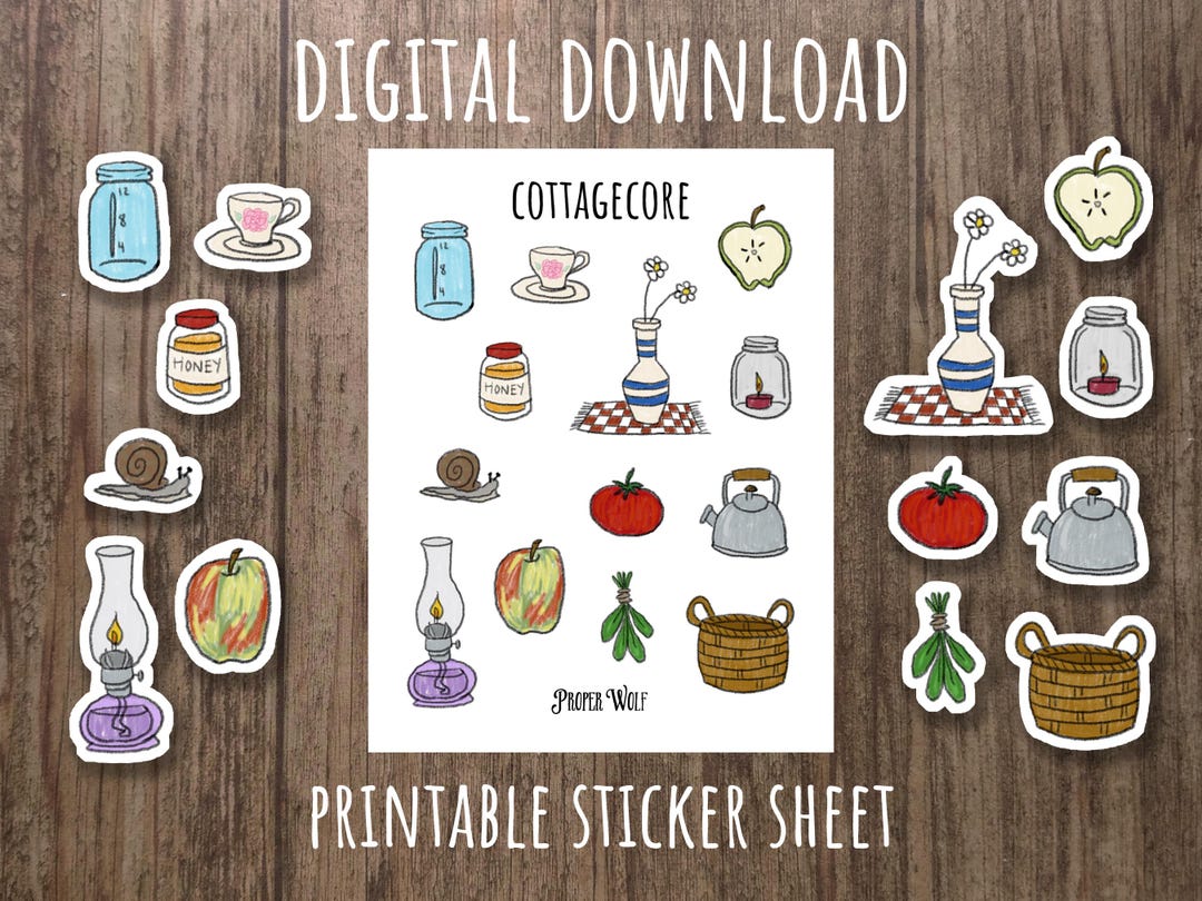 Printable Cottagecore Sticker Sheet - Download and Print at Home ...