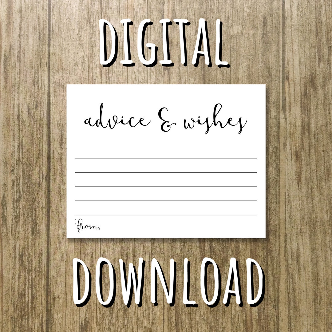 Advice and Wishes for the Graduate Cards Printable PDF - DIY Instant ...