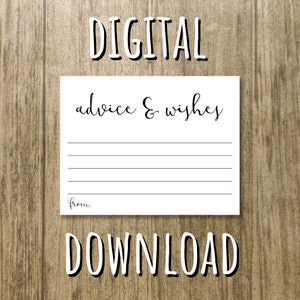Advice and Wishes for the Graduate Cards Printable PDF - DIY Instant ...