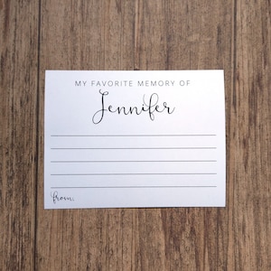 My Favorite Memory - Personalized Memorial Cards for Celebration of ...
